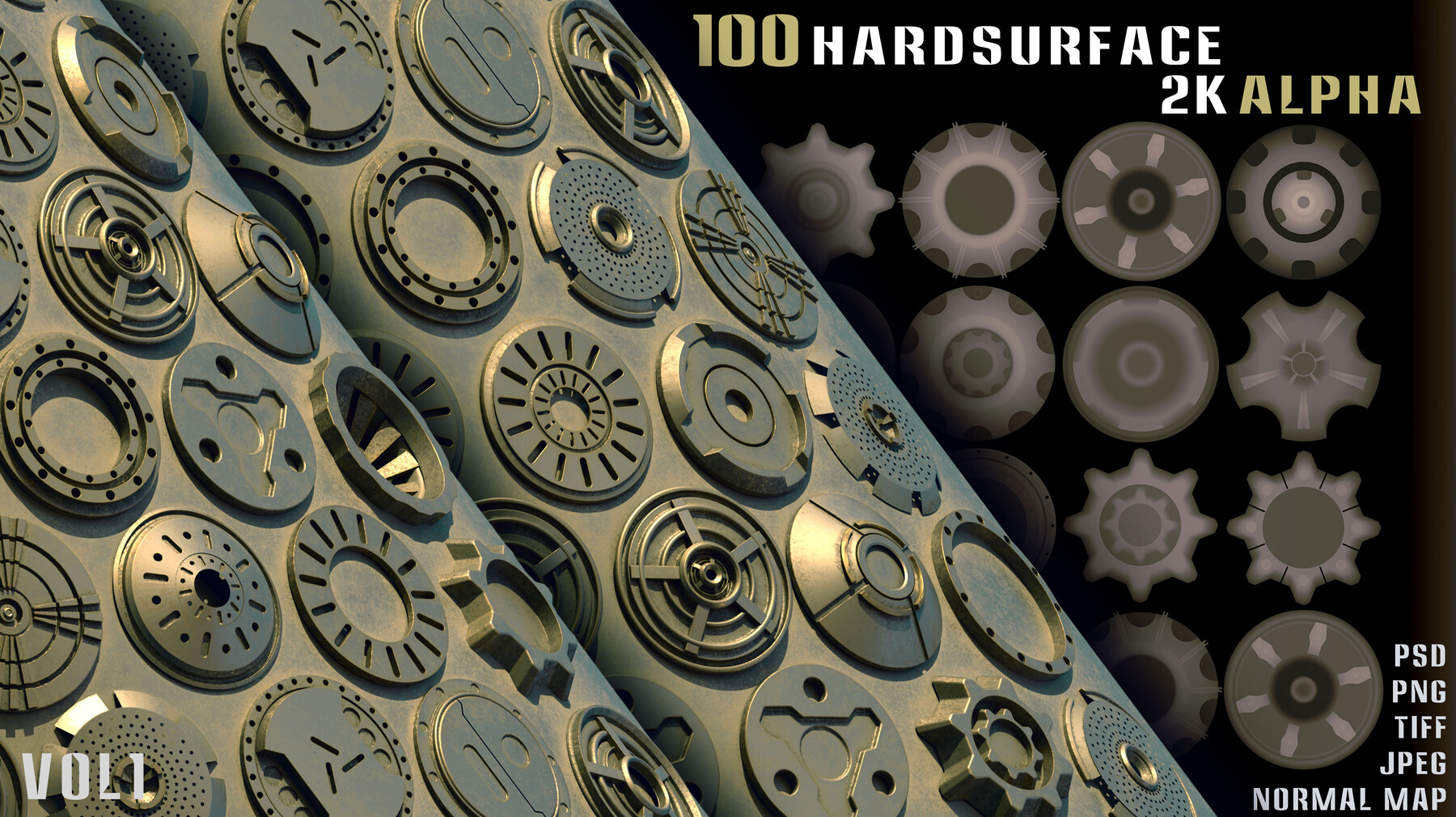 ArtStation - 570 Hardsurface Alpha & Normal map (bundle) (40%off) | Brushes