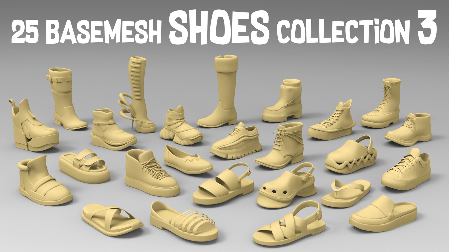 ArtStation - 25 basemesh shoes collection 3 | Resources