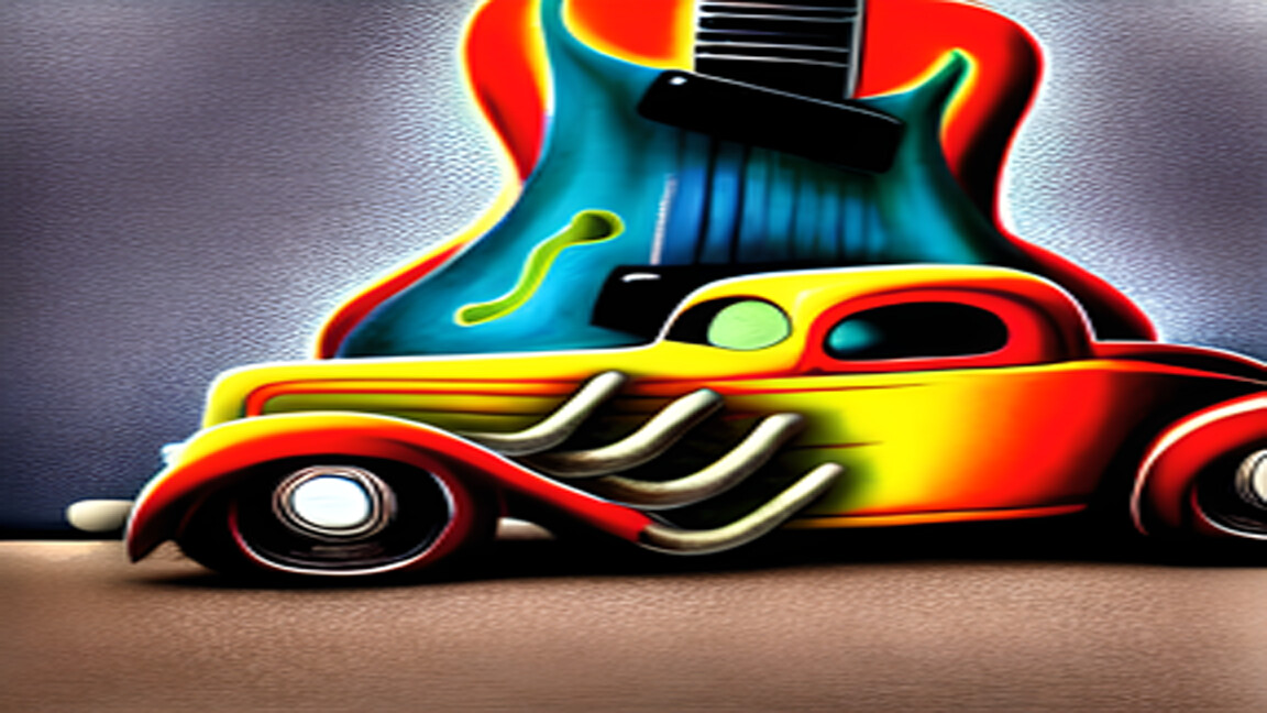 ArtStation - Hot Rod Car Parked Up Against A Guitar | Artworks