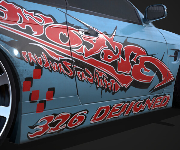ArtStation - Nissan Silvia S14 326 Power DLux bodykit | Game Assets