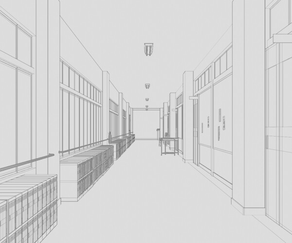 ArtStation - Japanese School Hallway 3d Scene | Resources