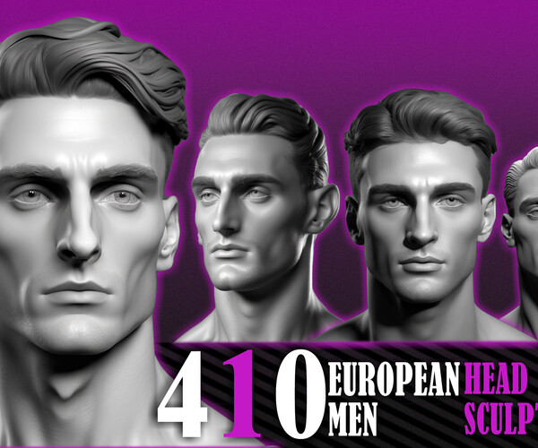 ArtStation - 410 European Men Head Sculpt,Reference for Artist- VOL06 ...