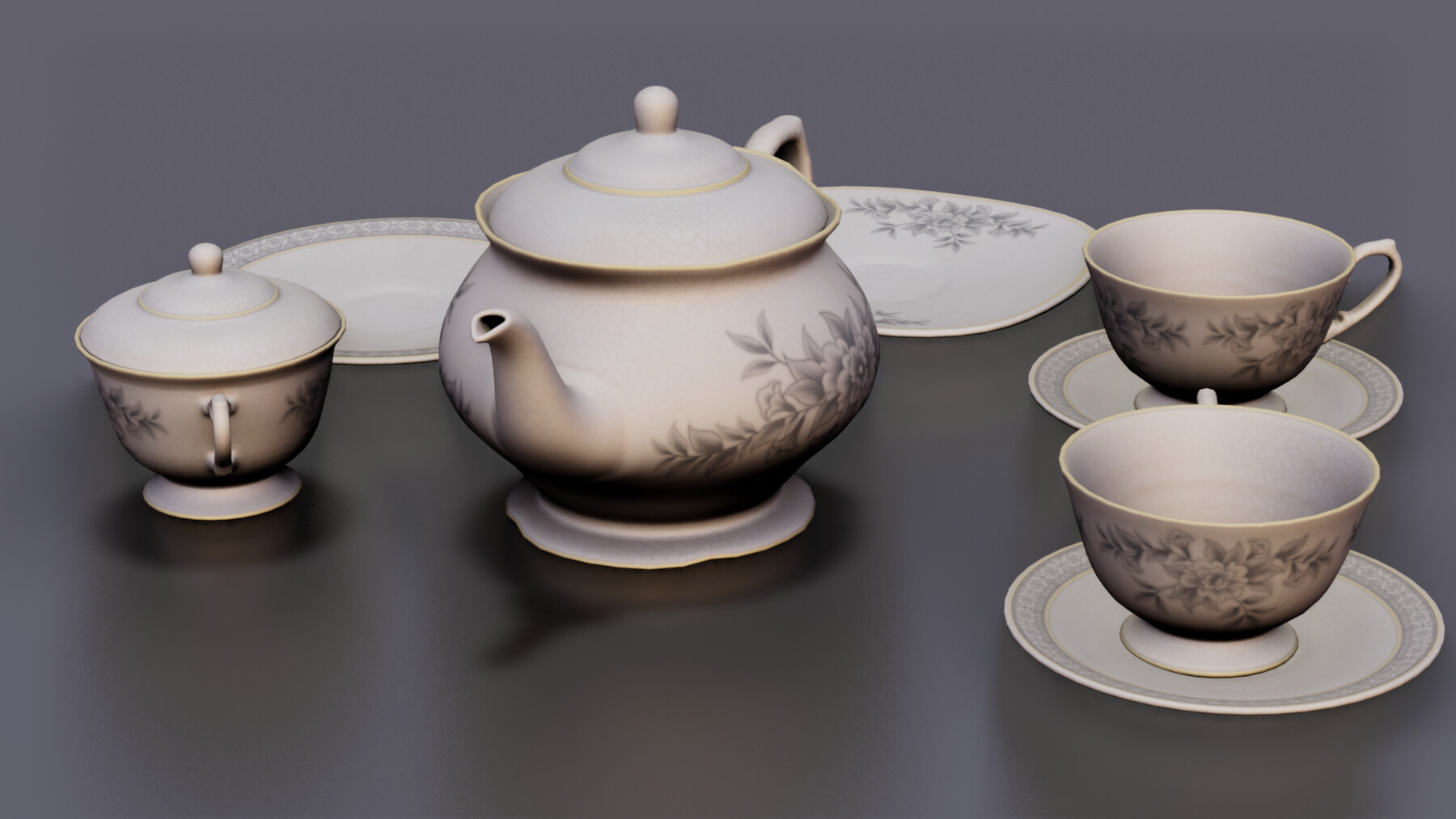 ArtStation - Tea Set 3D model game ready | Resources