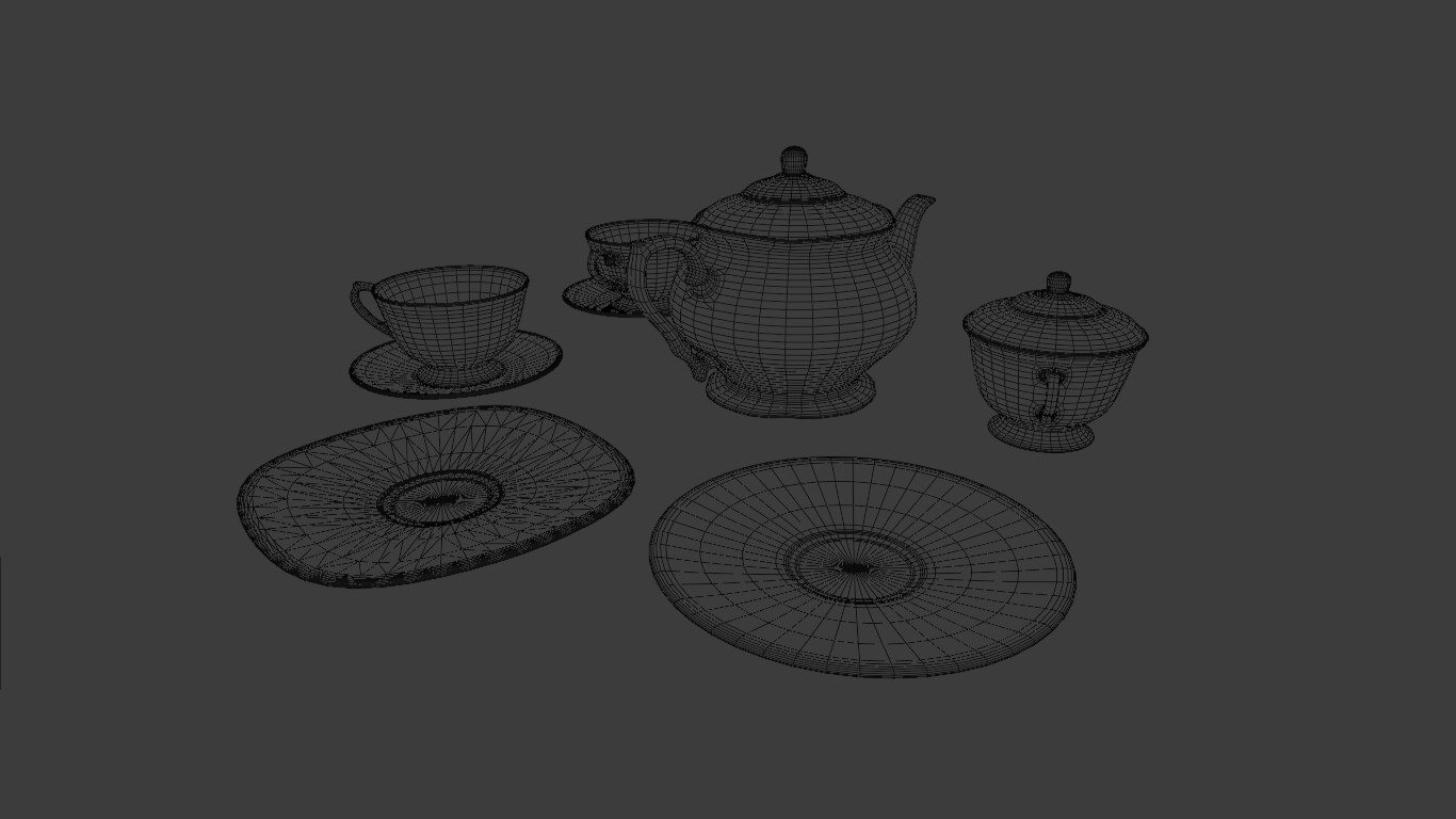 ArtStation - Tea Set 3D model game ready | Resources