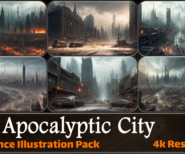 ArtStation - 330 Apocalyptic City Reference Pack | 4K | v.1 | Artworks