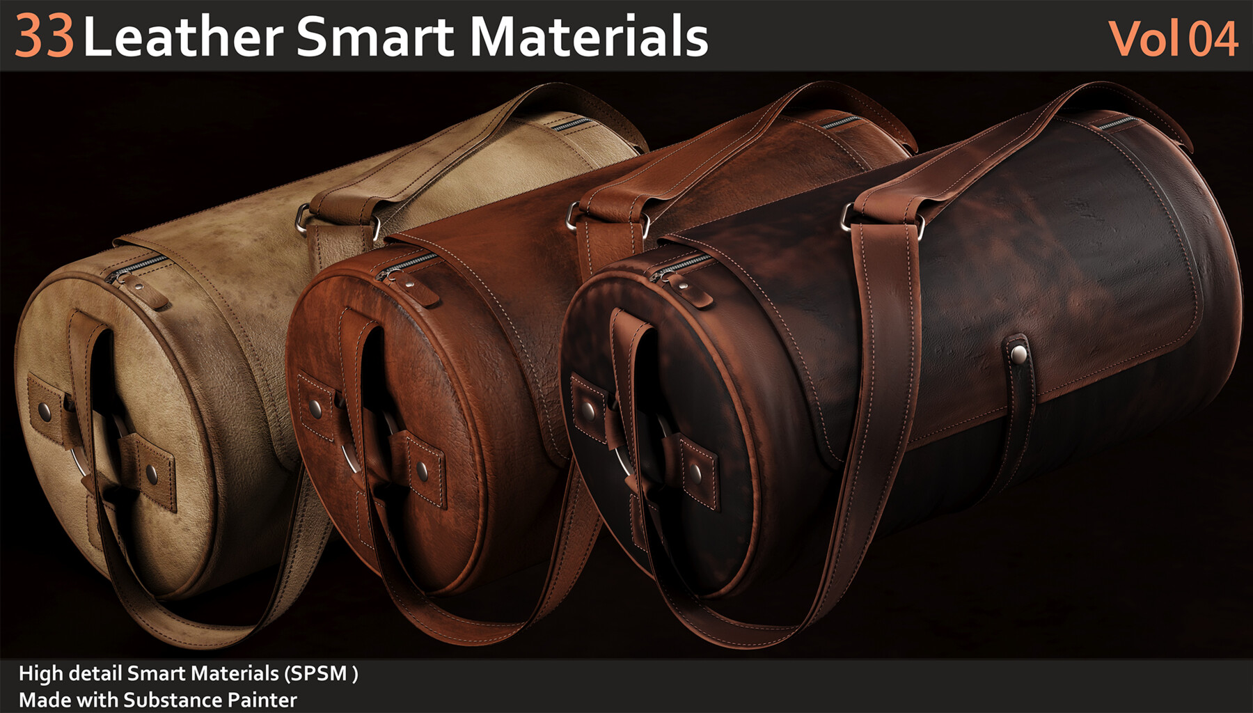ArtStation - 33 Leather Smart Materials_VOL 15 | Game Assets