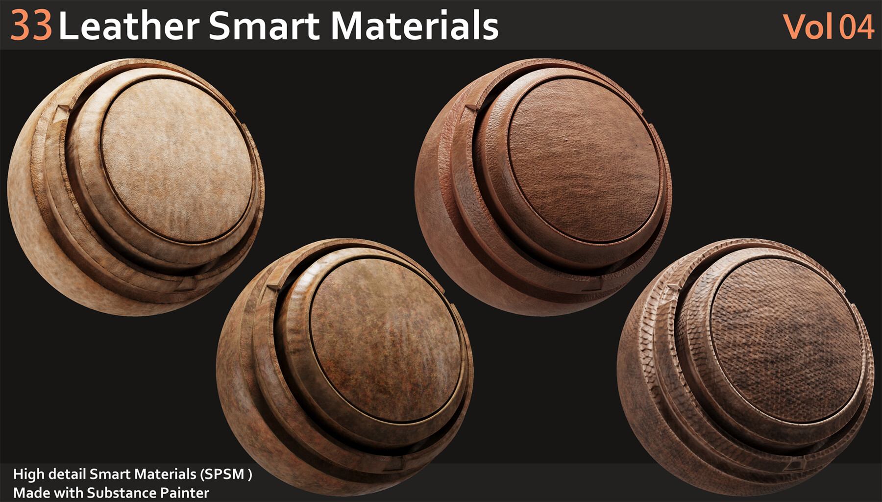 ArtStation - 33 Leather Smart Materials_VOL 15 | Game Assets