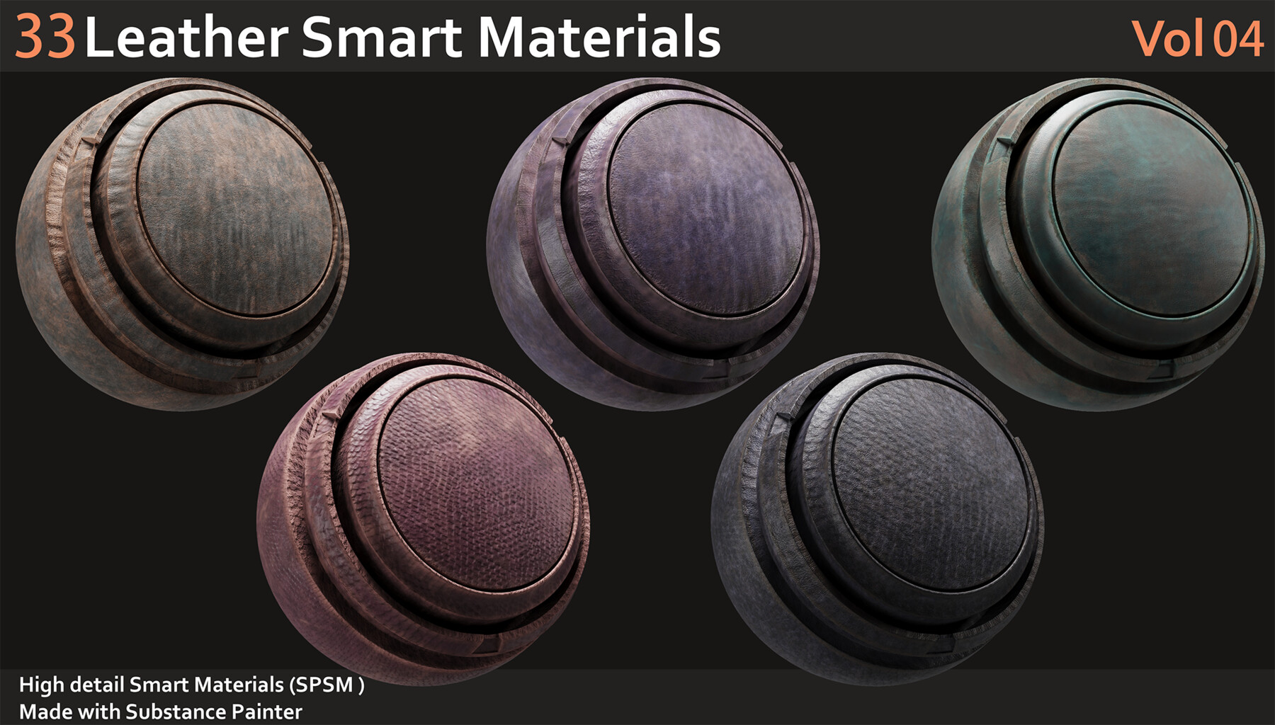ArtStation - 33 Leather Smart Materials_VOL 15 | Game Assets