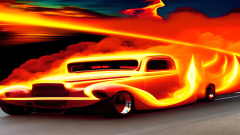 ArtStation - An Orange Hot Rod Car Speeding Off Into The Night With ...