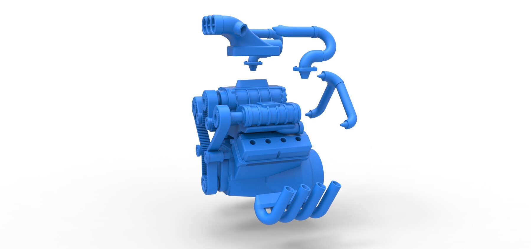 ArtStation - 3D printable Diecast engine V8 with triple supercharger ...