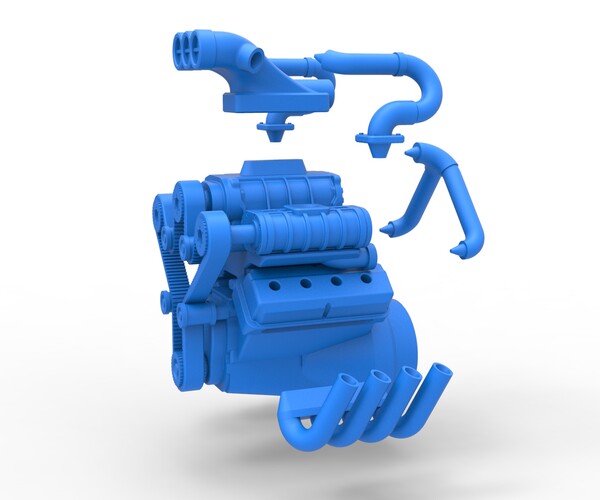 ArtStation - 3D printable Diecast engine V8 with triple supercharger ...