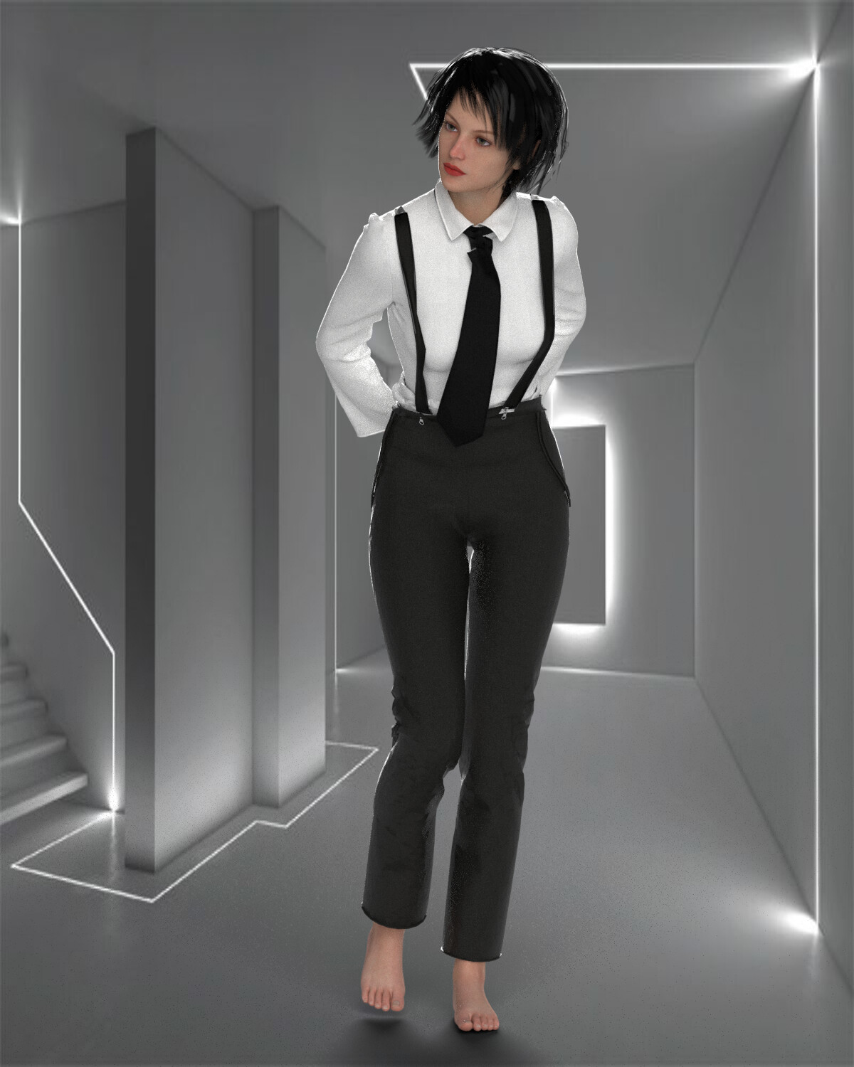 ArtStation - Simple shirt | Fashion, Women in ties and suspenders. | Resources