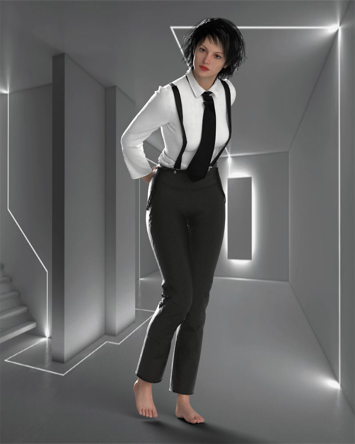 ArtStation - Simple shirt | Fashion, Women in ties and suspenders. | Resources