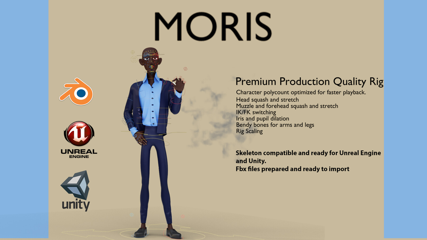 ArtStation - MORIS RIG BLENDER VERSION | Game Assets