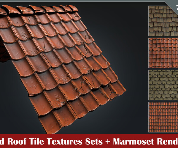 ArtStation - 7 Roof Tile Textures Sets + Marmoset RenderScene | Game Assets