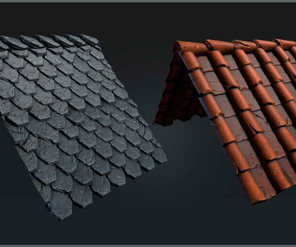 ArtStation - 7 Roof Tile Textures Sets + Marmoset RenderScene | Game Assets