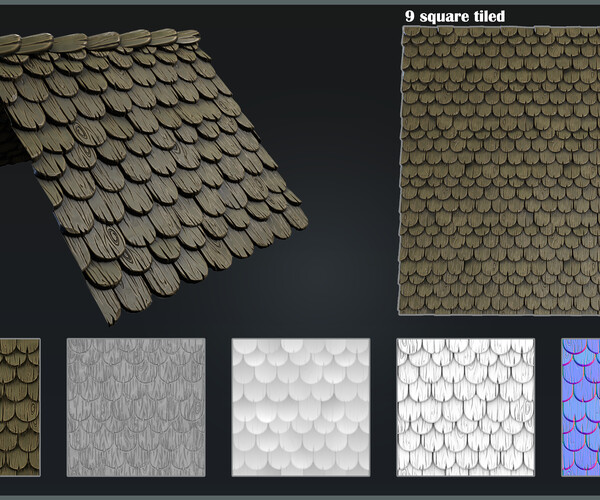 ArtStation - 7 Roof Tile Textures Sets + Marmoset RenderScene | Game Assets