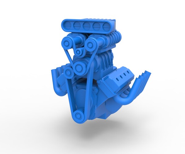 ArtStation - 3D printable Diecast engine V8 with triple supercharger ...