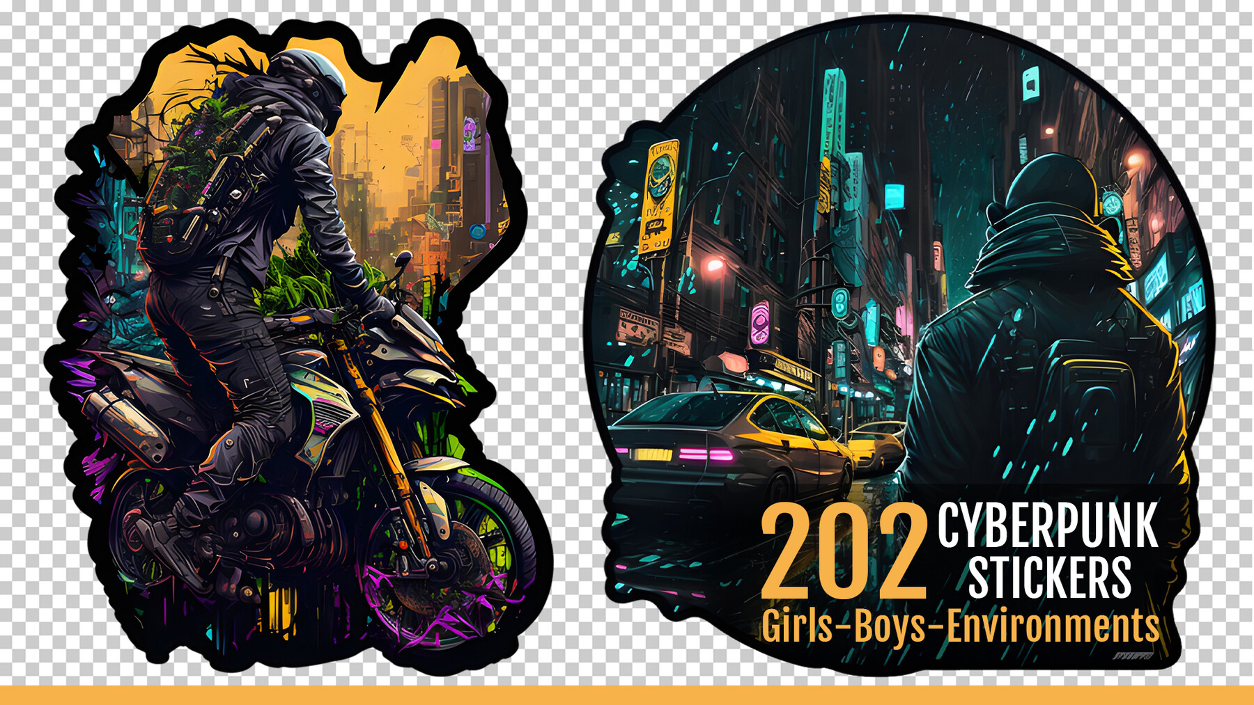 ArtStation - 202 Cyberpunk Stickers | Artworks