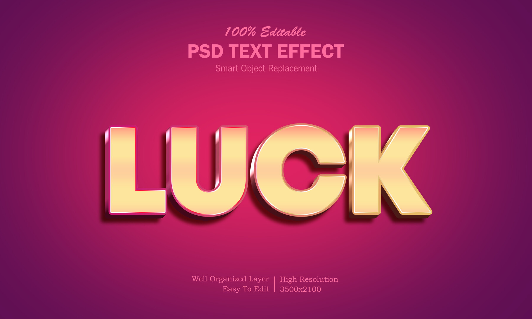 ArtStation - 3D Luck. PSD fully editable text effect. Layer style PSD ...
