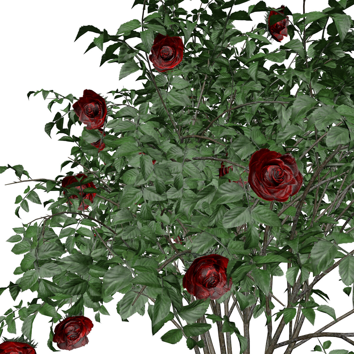 ArtStation - Red Rose Bush #01 - High Poly Plant (3D Model) | Game Assets