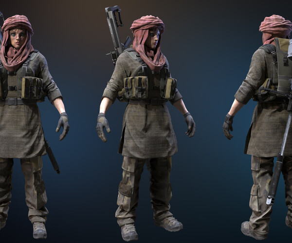 ArtStation - Female Soldier 04 (DESERT SNAKE) | Game Assets