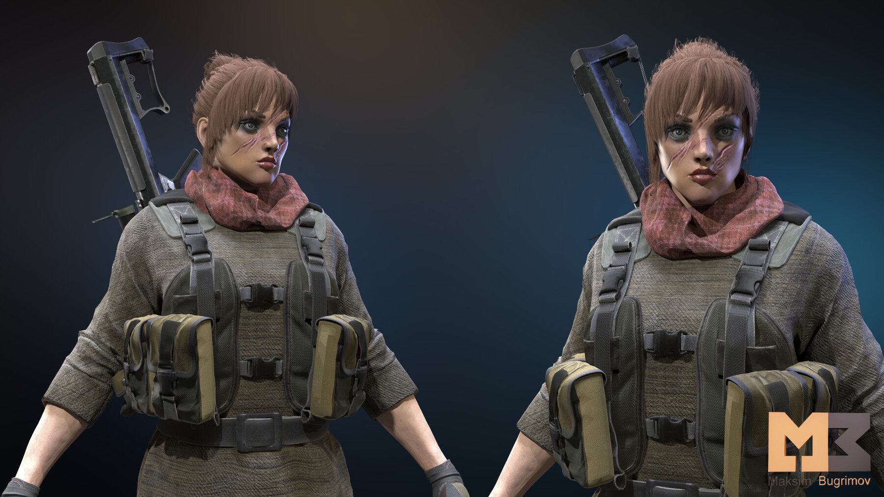 ArtStation - Female Soldier 04 (DESERT SNAKE) | Game Assets