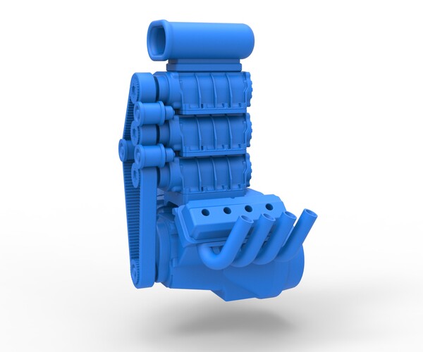ArtStation - 3D printable Diecast engine V8 with triple supercharger ...