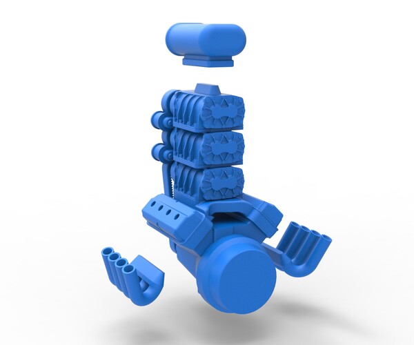 ArtStation - 3D printable Diecast engine V8 with triple supercharger ...