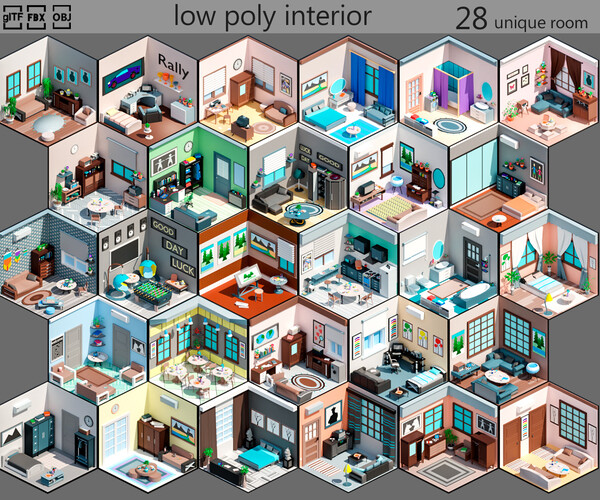 ArtStation - low poly interior 3 Low-poly 3D model | Game Assets