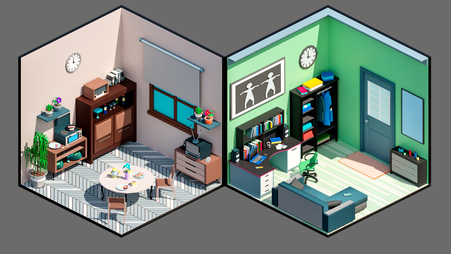 ArtStation - low poly interior 3 Low-poly 3D model | Game Assets
