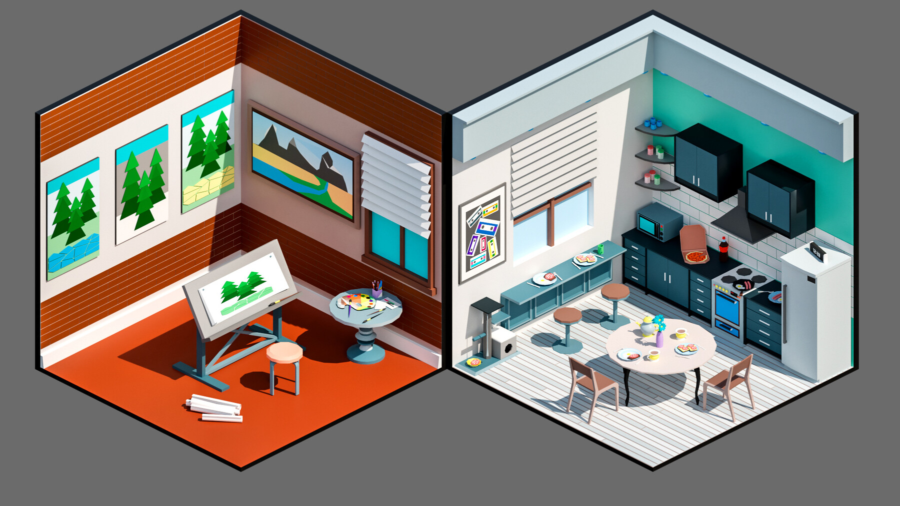 ArtStation - low poly interior 3 Low-poly 3D model | Game Assets