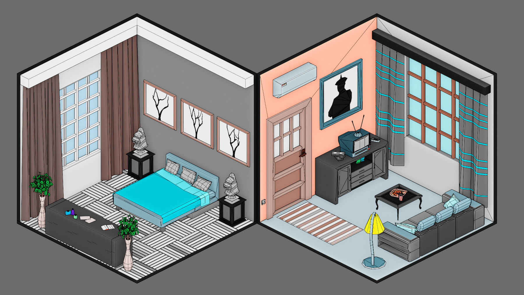 ArtStation - low poly interior 3 Low-poly 3D model | Game Assets