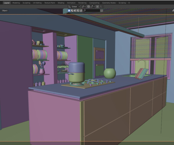 ArtStation - Sence Kitchen Room Blender 3.x | Resources