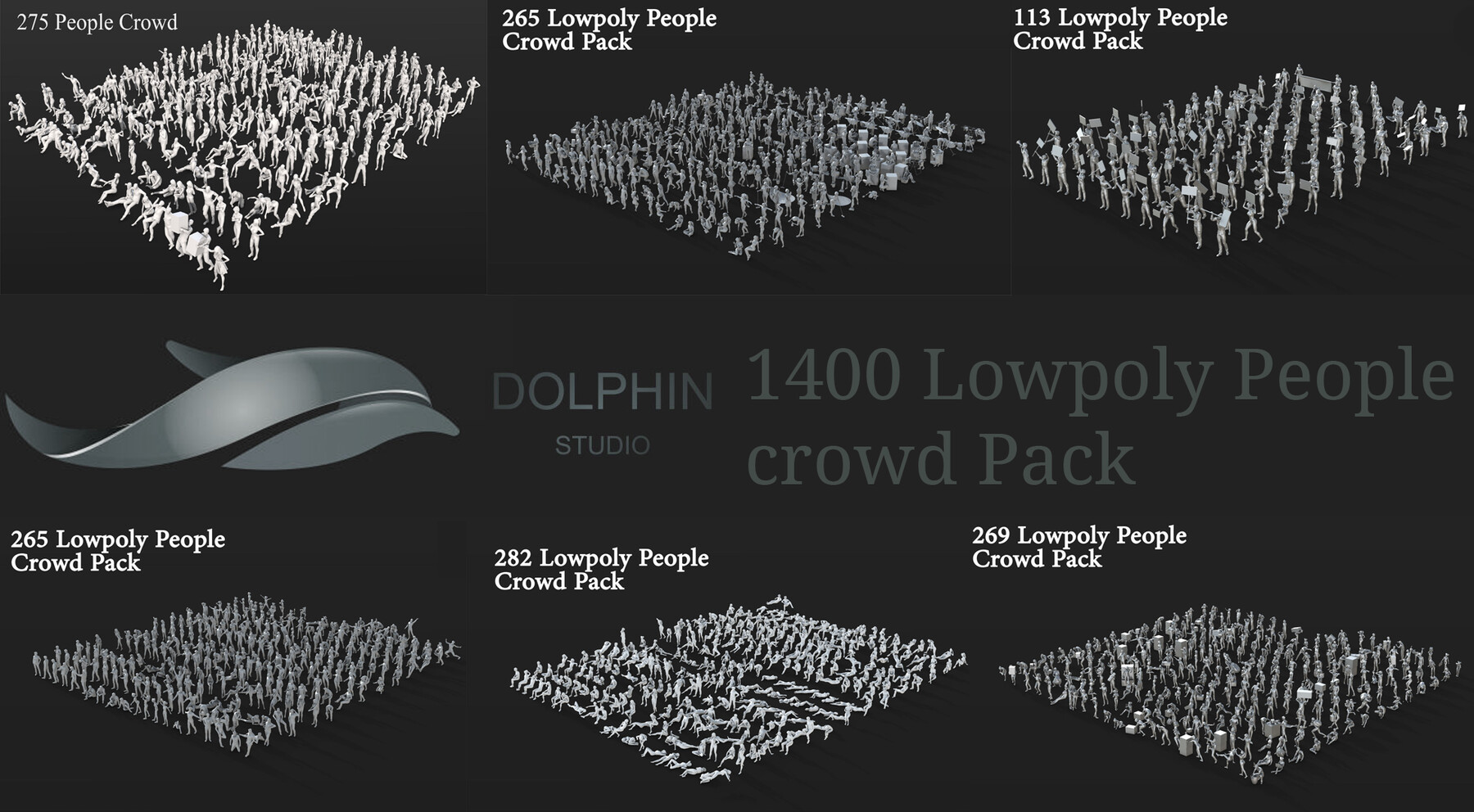 ArtStation - 1400 Lowpoly People Crowd | Game Assets