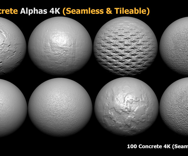 ArtStation - 100 Concrete Alphas 4K (Seamless & Tileable) VOL 15 | Brushes