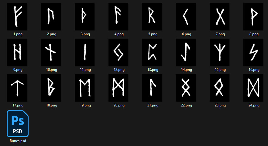ArtStation - 24 Scandinavian Runes Alpha Pack | Brushes