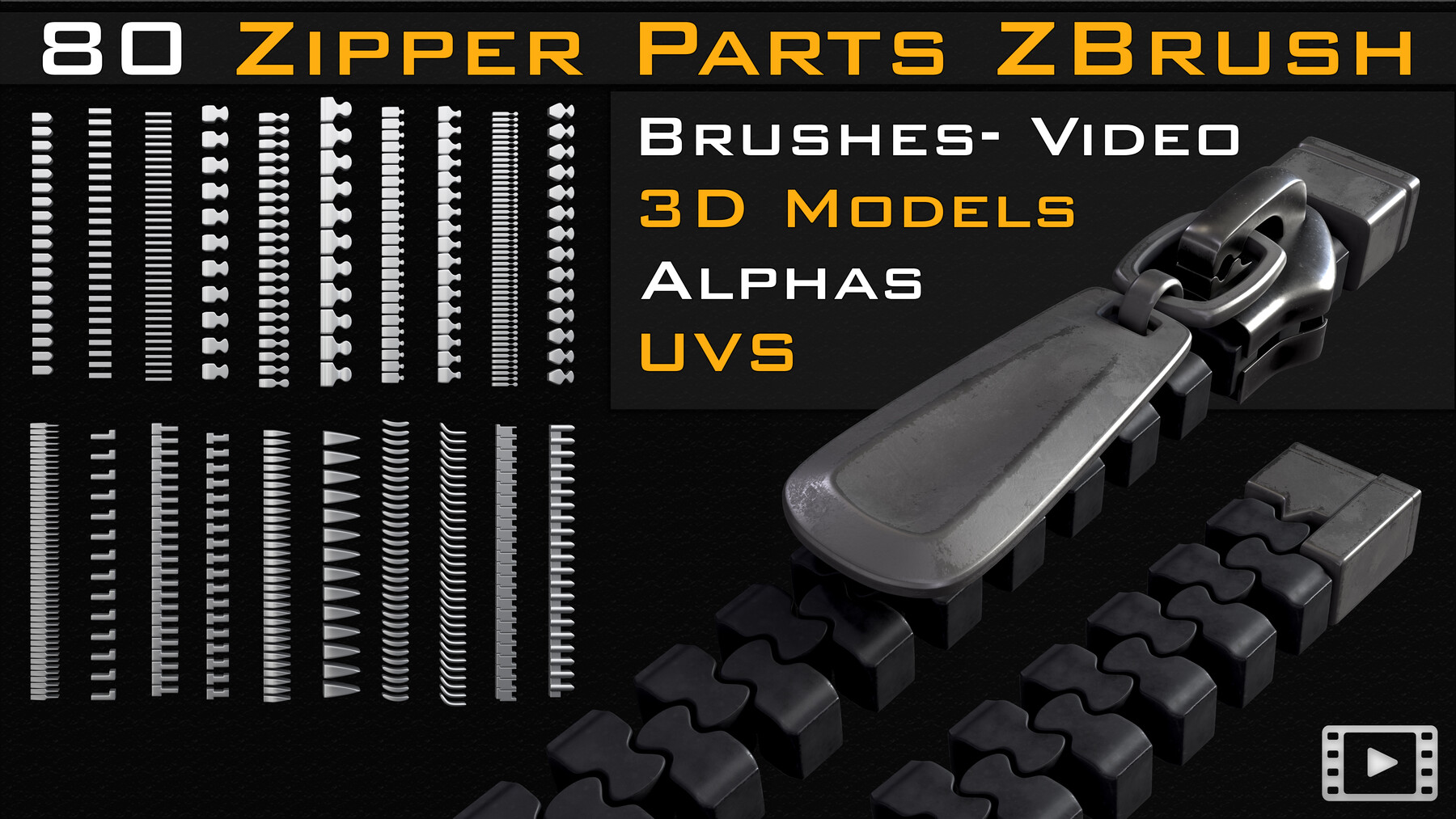 ArtStation - 80 zipper parts_Zbrush Brushes (IMM_STD)_ 3D Models (obj_fbx_max)_Alpha (psd_png ...