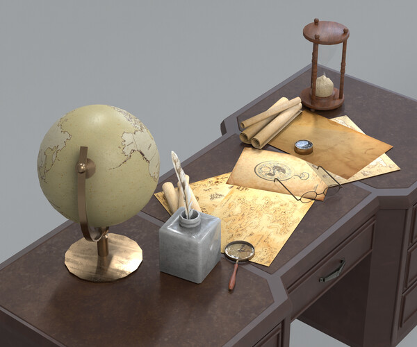 ArtStation - Archaeology Assets with Victorian Desk for Game ...