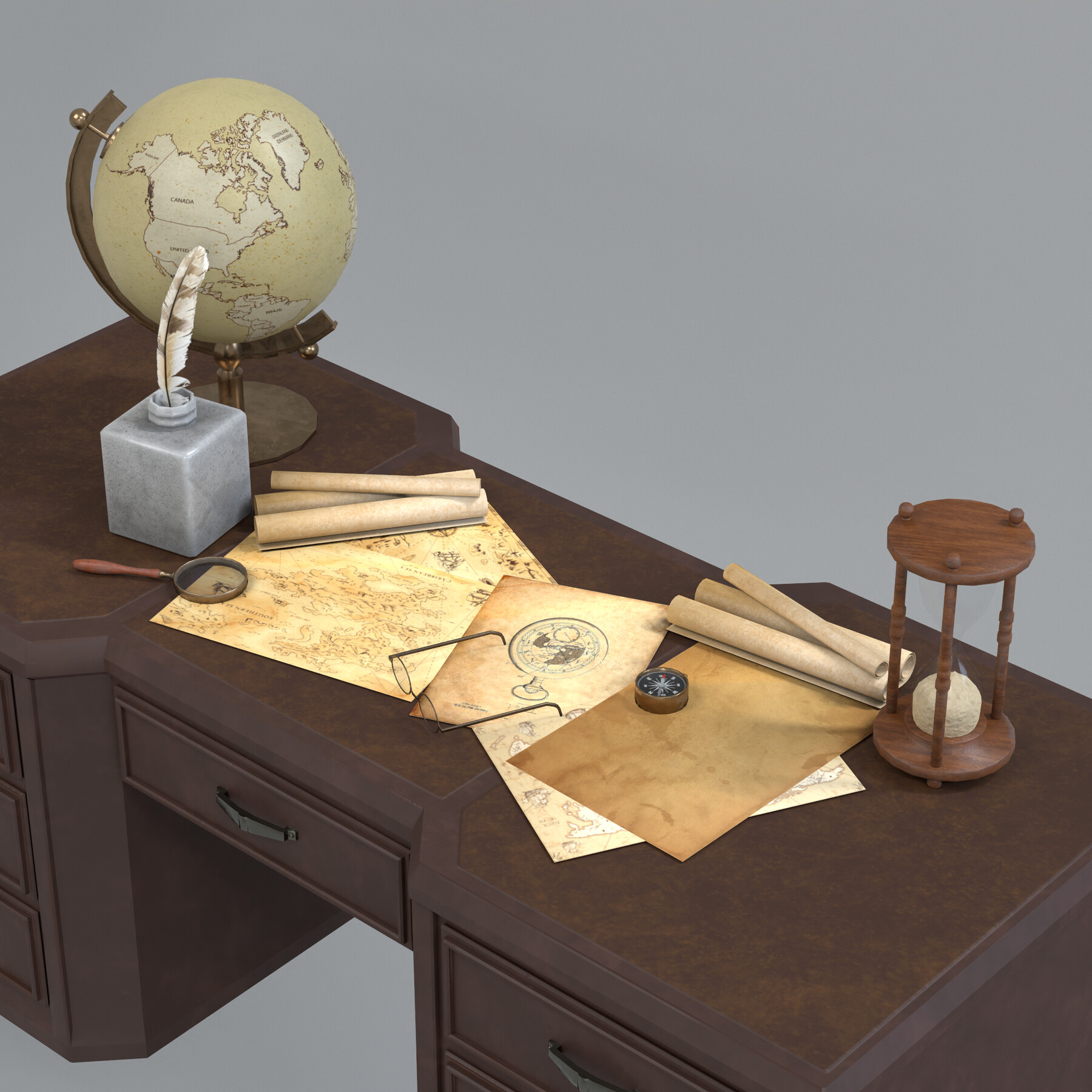 ArtStation - Archaeology Assets with Victorian Desk for Game ...
