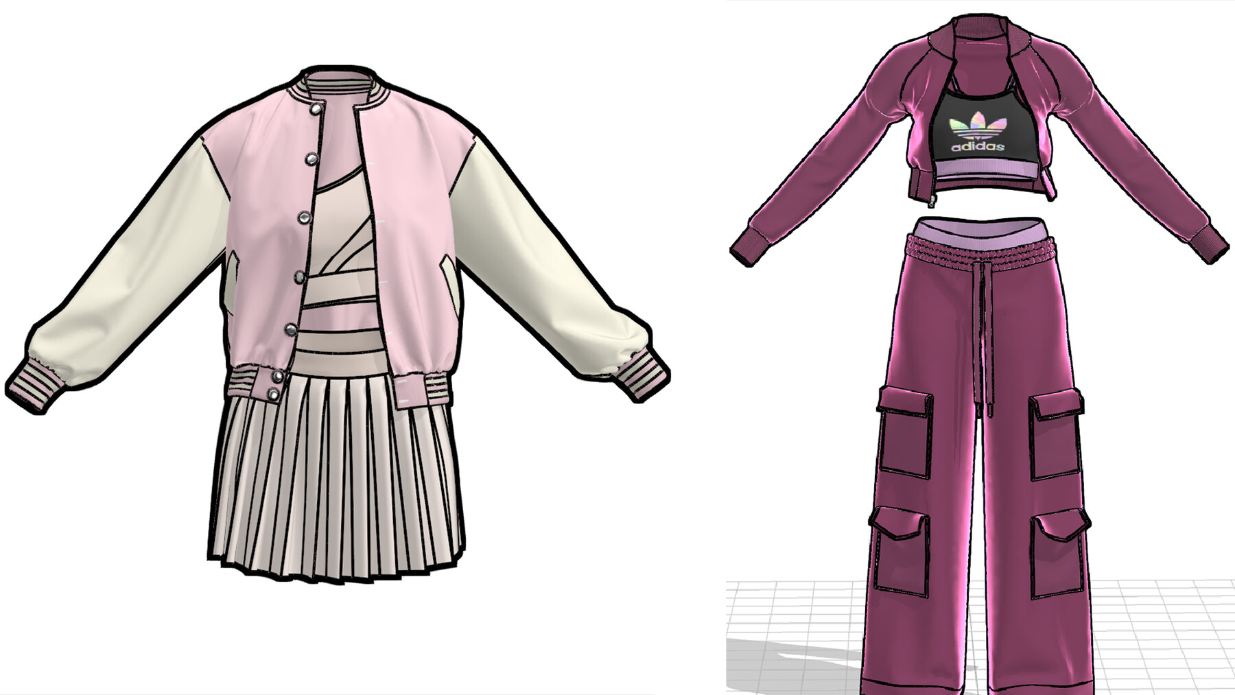 ArtStation - 2 Girl's Sport Set-3 | Game Assets