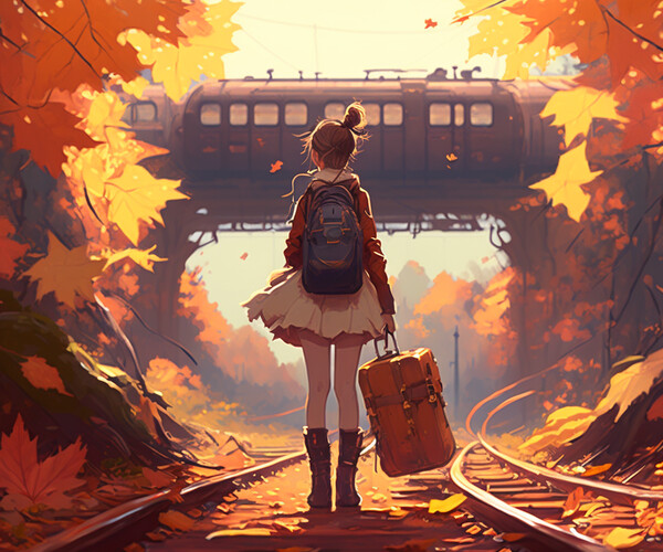 ArtStation - Autumn Journey: A Girl's Adventure on the Train Rails 6 ...