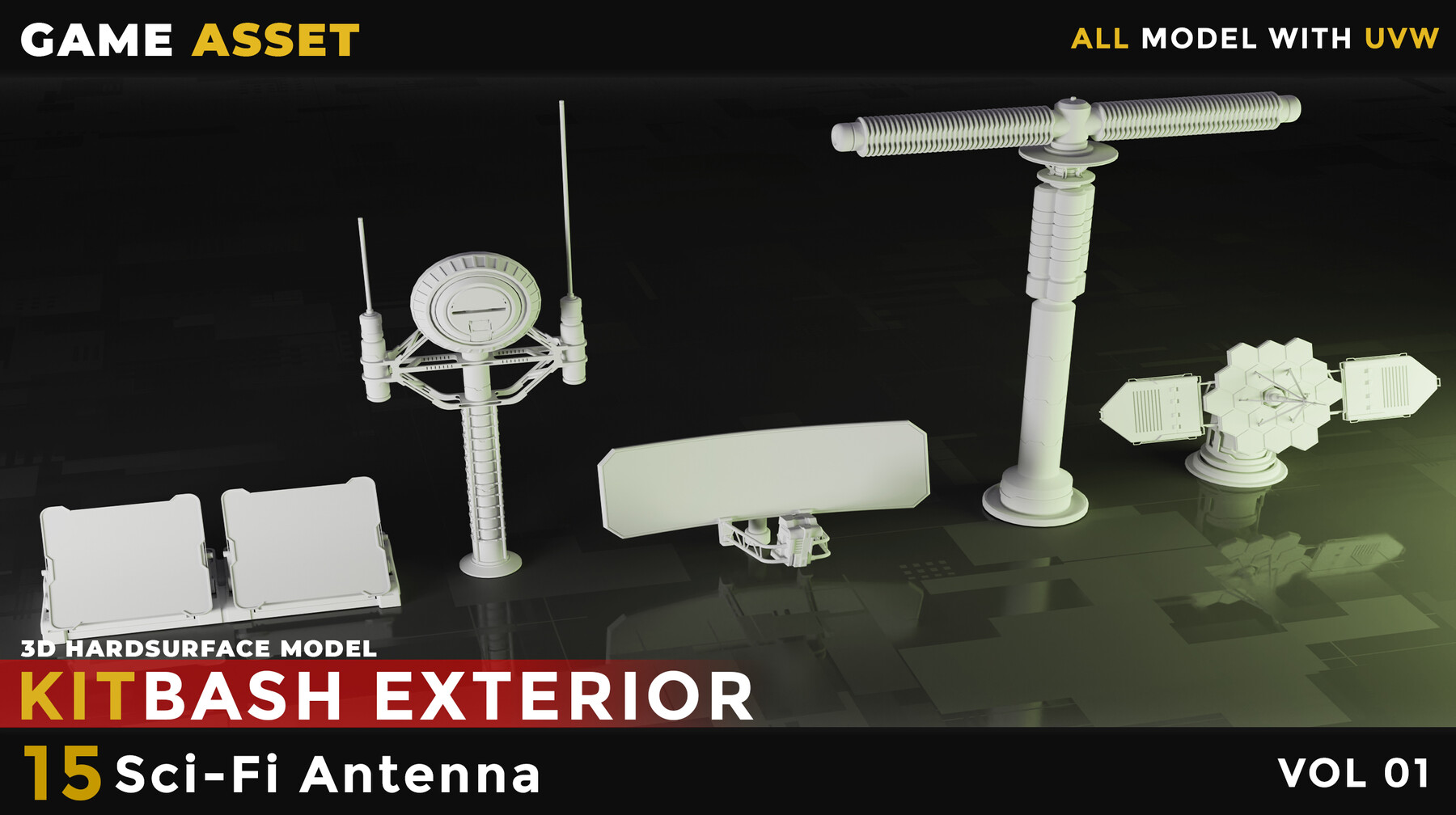 ArtStation - 15 SCI-FI ANTENNA VOL 01 | Game Assets