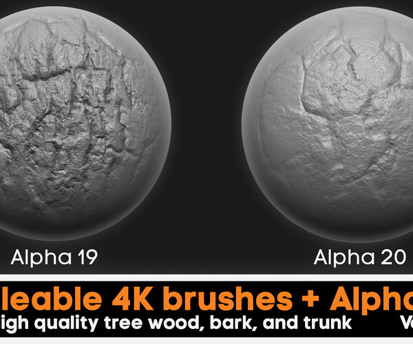 ArtStation - 4K high quality tileable tree bark Zbrush brushes + 4k ...