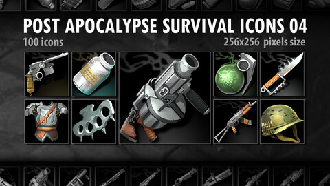 ArtStation - Post Apocalypse Survival Icons 04 | Game Assets
