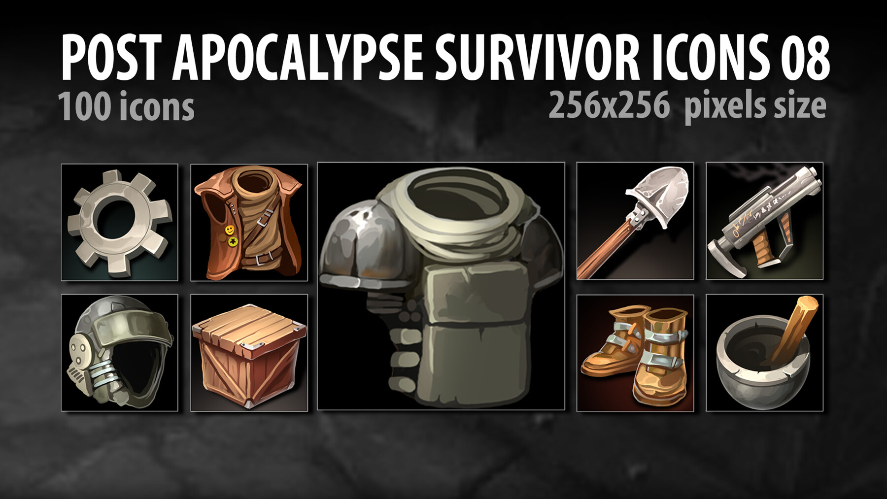 ArtStation - Post Apocalypse Survival Icons 08 | Game Assets