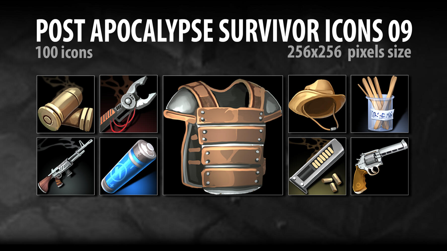 ArtStation - Post Apocalypse Survival Icons 09 | Game Assets