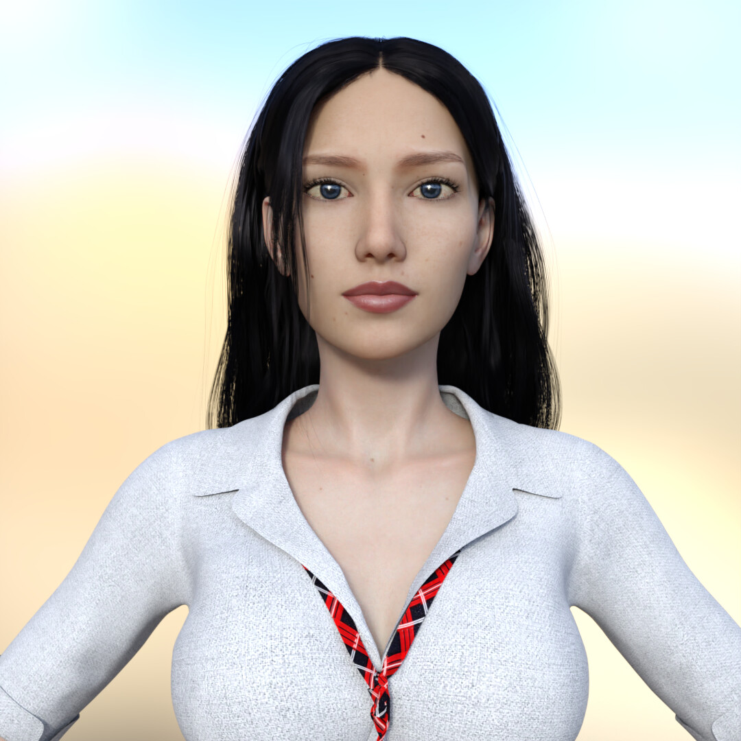 Artstation Yomira Sexy Uniform Girlblendshape Facial Captureunreal Engine 4 Game Assets 