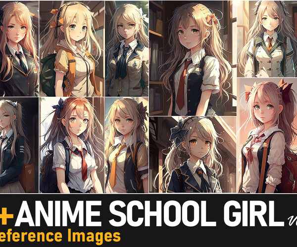 ArtStation - Anime School Girl VOL.33|4K Reference Images | Artworks