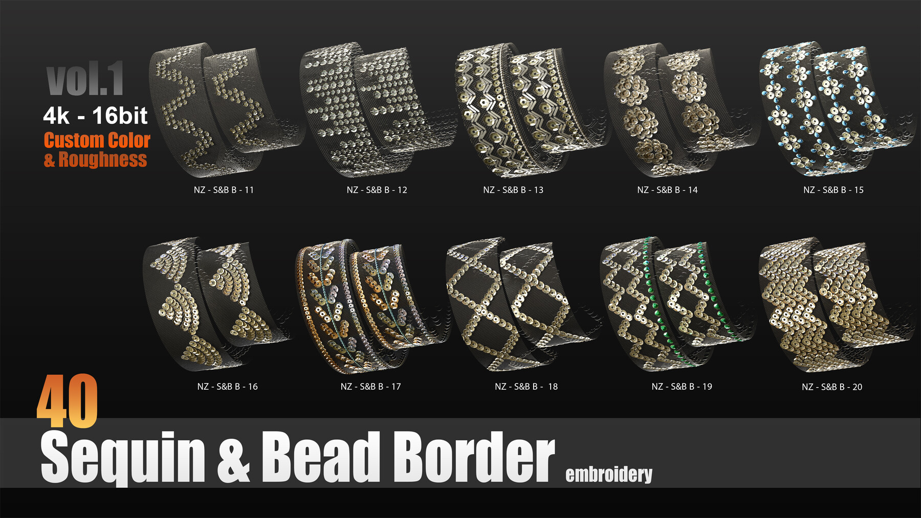 ArtStation - Sequin & Bead Border embroidery | Resources